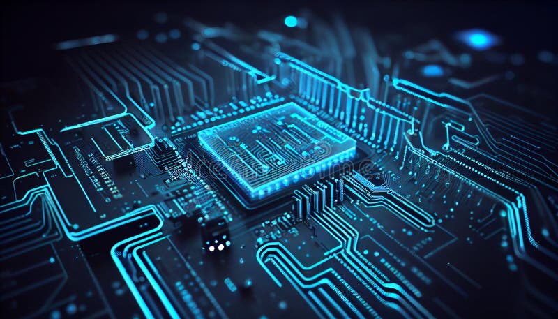 Binary Circuit Board Future Technology Blue Cyber Stock Illustration ...