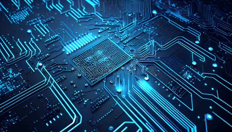 Binary Circuit Board Future Technology Blue Cyber Stock Illustration ...