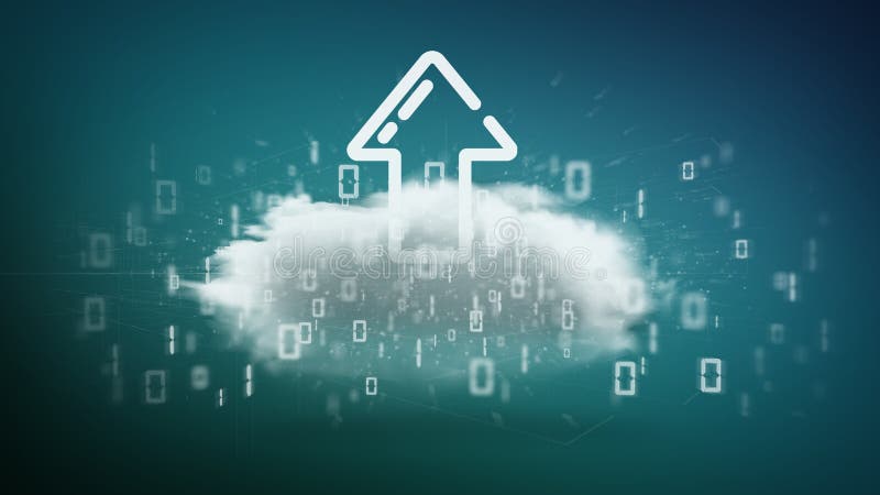 Binary Cloud with Upload Internet Arrow 3d Rendering Stock Illustration - Illustration of upload ...