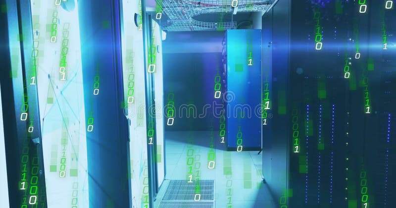 Binary Code Animation Over Data Center Servers Stock Footage - Video of computer, programming ...