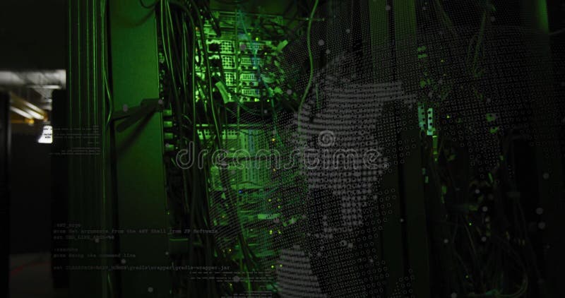 Binary Code Animation Over Green-lit Server Racks in Data Center Stock Footage - Video of ...