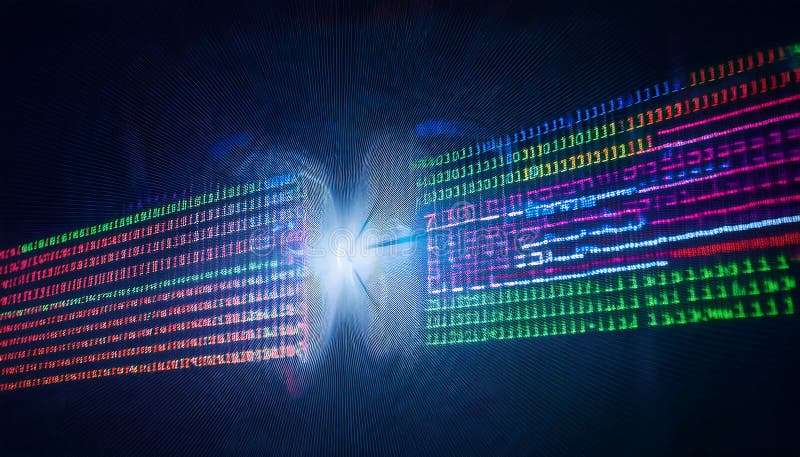 Binary Code 101 Appears Brightly on a Dark Background with Flowing 1s ...