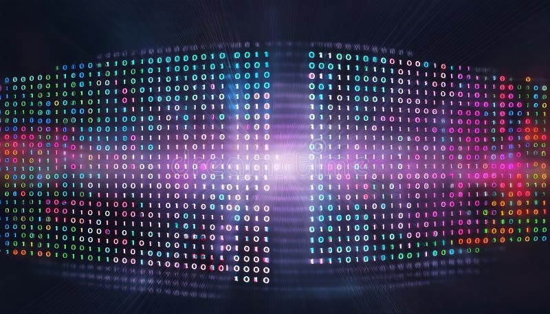 Binary Code 101 Appears Brightly on a Dark Background with Flowing 1s ...