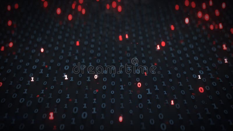 Binary Code Array with Zeros and Ones 3D Render Stock Illustration - Illustration of black, data ...