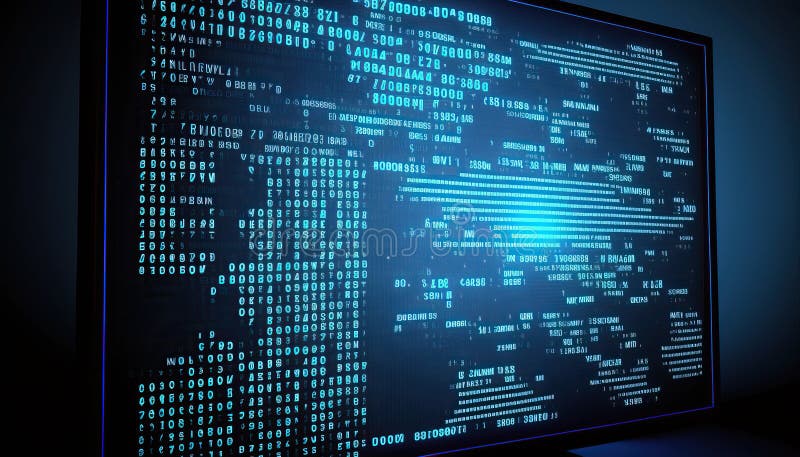 Abstract Image Of Binary Codebackground With Glowing Neon Characters