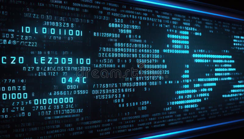 Abstract Image of Binary Code.background with Glowing Neon Characters ...
