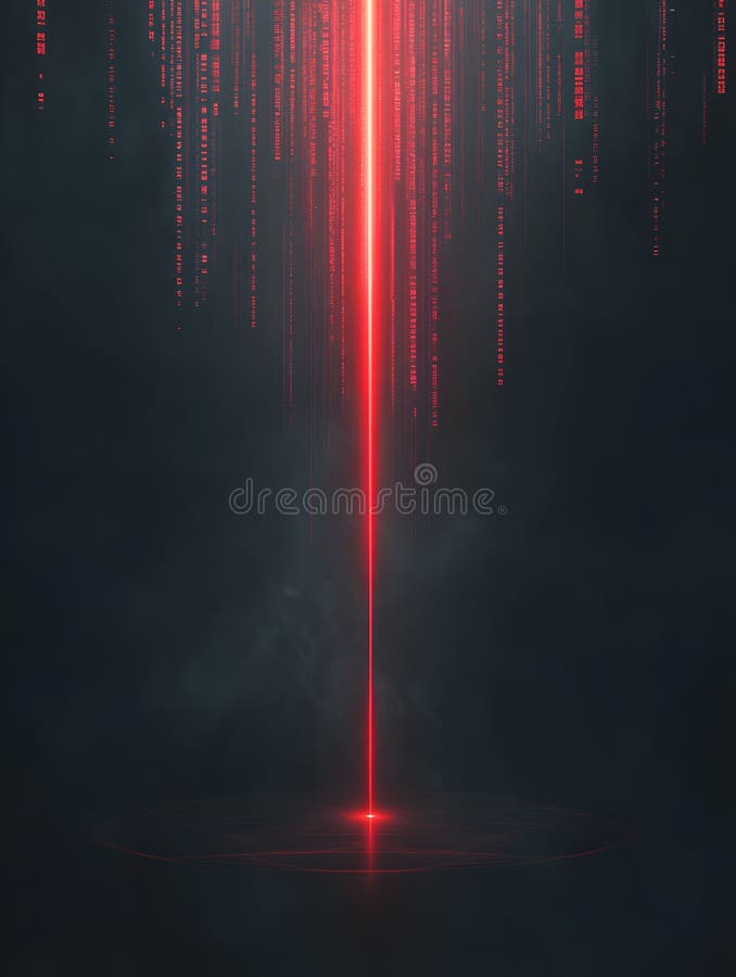 Binary Code Background, Black and Red Color Matrix, with Lines Creating ...