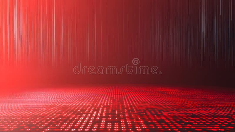 Binary Code Background, Black and Red Color Matrix, with Lines Creating a Technological ...