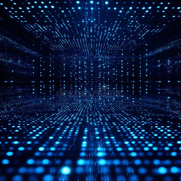 Binary Code Background, Blue Color, Matrix, with Lines Creating a ...