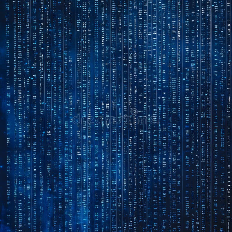Binary Code Background, Blue Color, Matrix, with Lines Creating a Futuristic Atmosphere ...