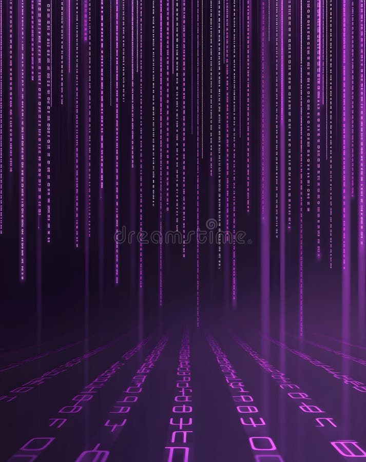 Binary Code Background, Blue Color, Matrix, with Lines Creating a Futuristic Atmosphere ...