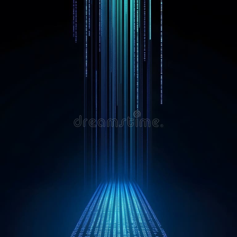 Binary Code Background, Blue Color, Matrix, with Lines Creating a ...