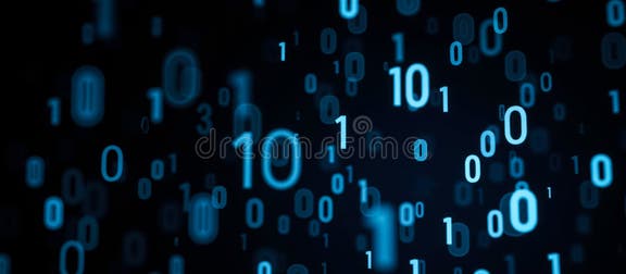 Binary Code Background with Blue Ones and Zeros Floating in Dark Space, Perfect for Technology ...