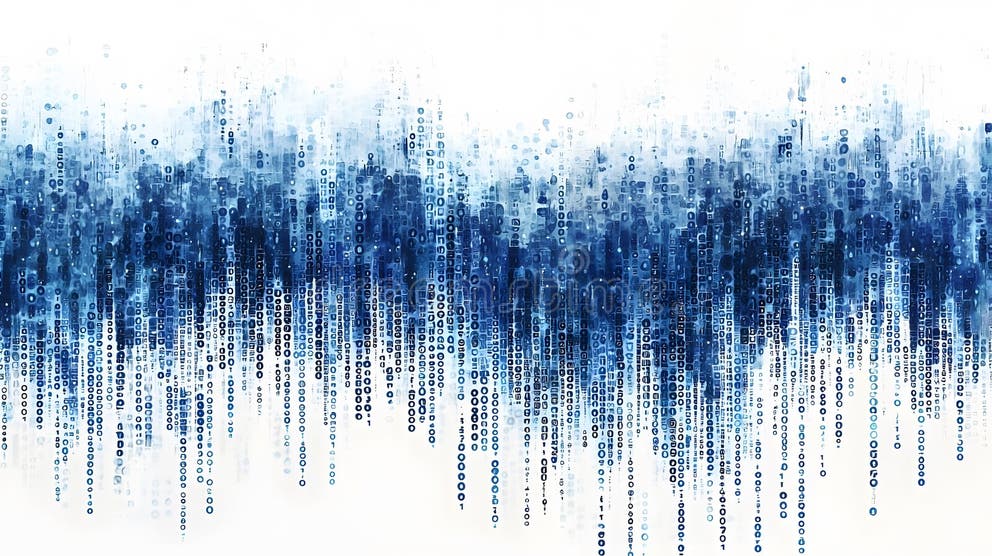 Binary Code Background, Blue and White Color, Matrix, with Lines ...