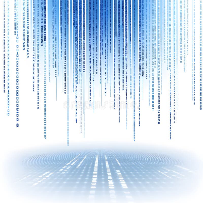 Binary Code Background, Blue and White Color, Matrix, with Lines Creating a Futuristic ...