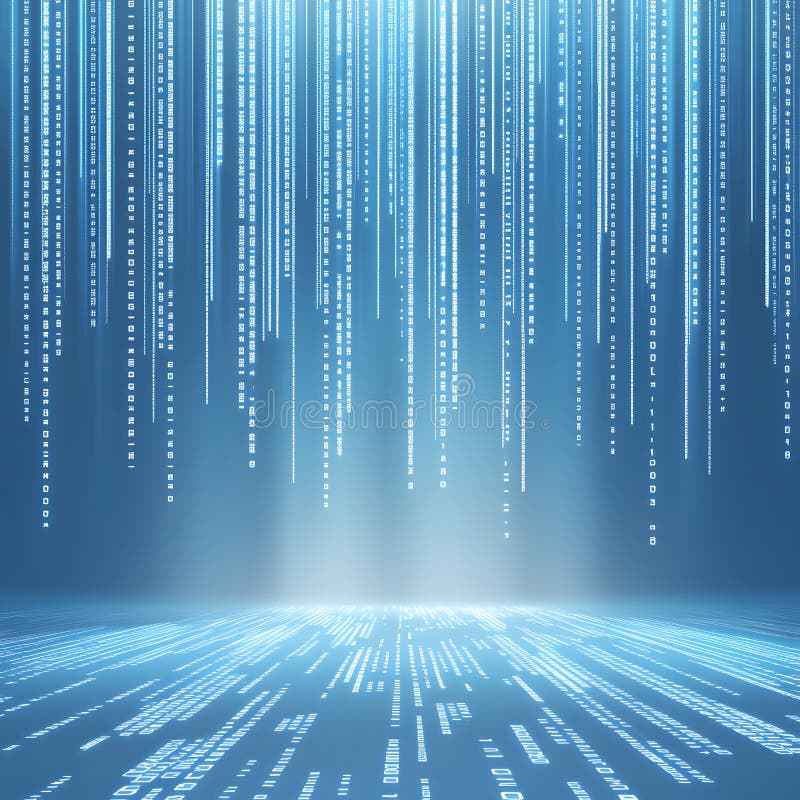 Binary Code Background, Blue and White Color, Matrix, with Lines Creating a Futuristic ...