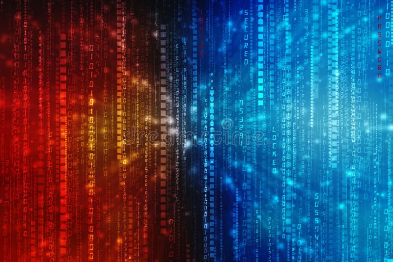 Flowing Number One and Zero Text in Binary Code Format in Technology Background Stock ...