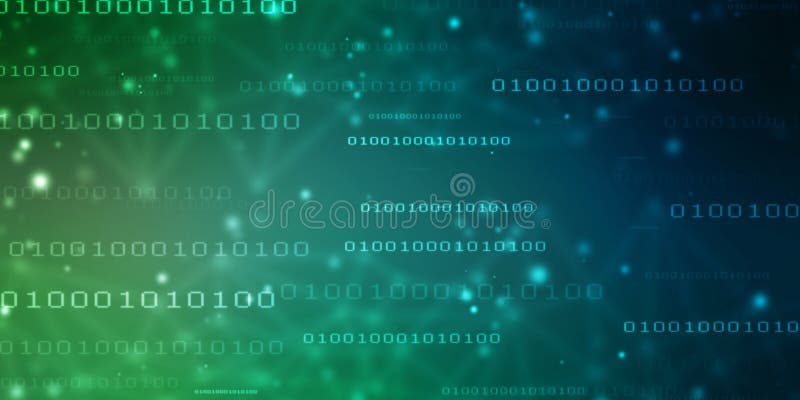 Flowing Number One and Zero Text in Binary Code Format in Technology Background. Stock ...