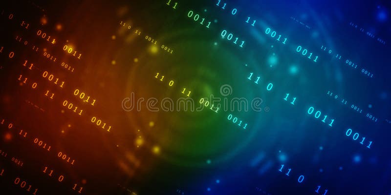Flowing Number One And Zero Text In Binary Code Format In Technology Background Stock