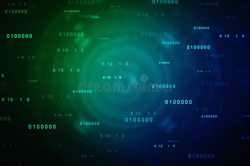 Flowing Number One And Zero Text In Binary Code Format In Technology Background Stock