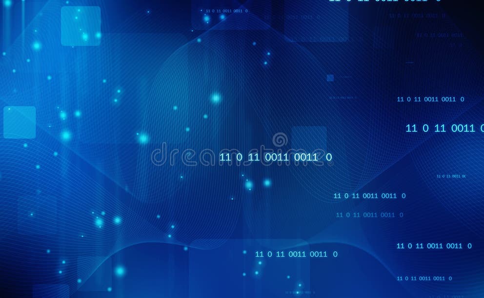 Flowing Number One and Zero Text in Binary Code Format in Technology Background. Stock ...