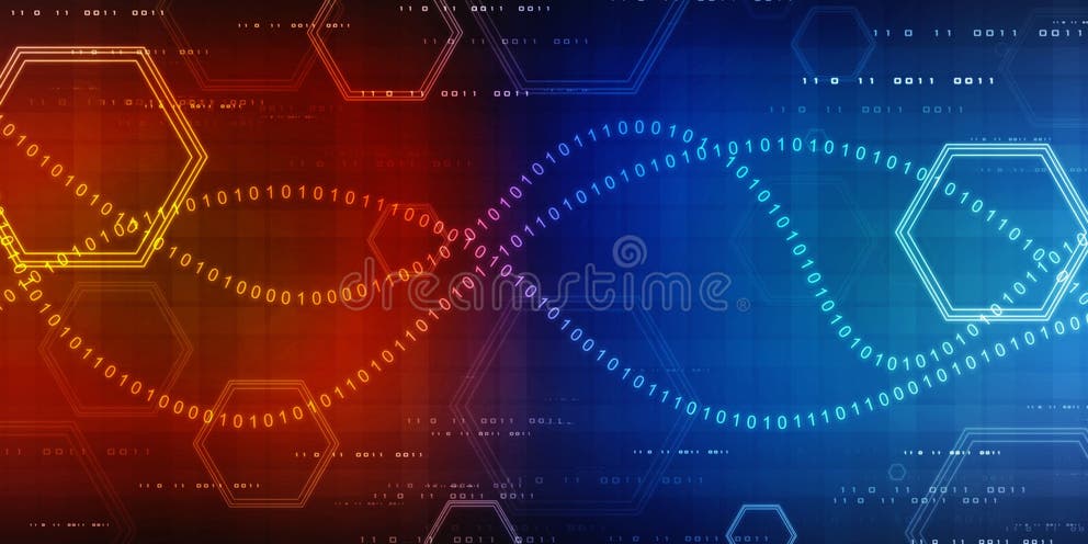 Flowing Number One and Zero Text in Binary Code Format in Technology Background. Stock Photo ...