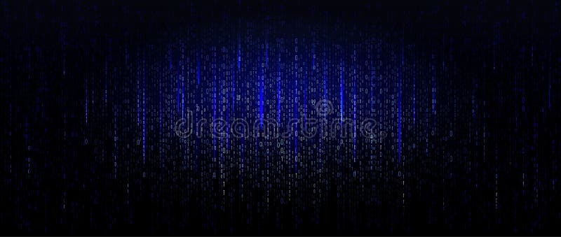 Binary Code Background Falling Digital Data Streams Blue Matrix Patter. Futuristic Technology ...