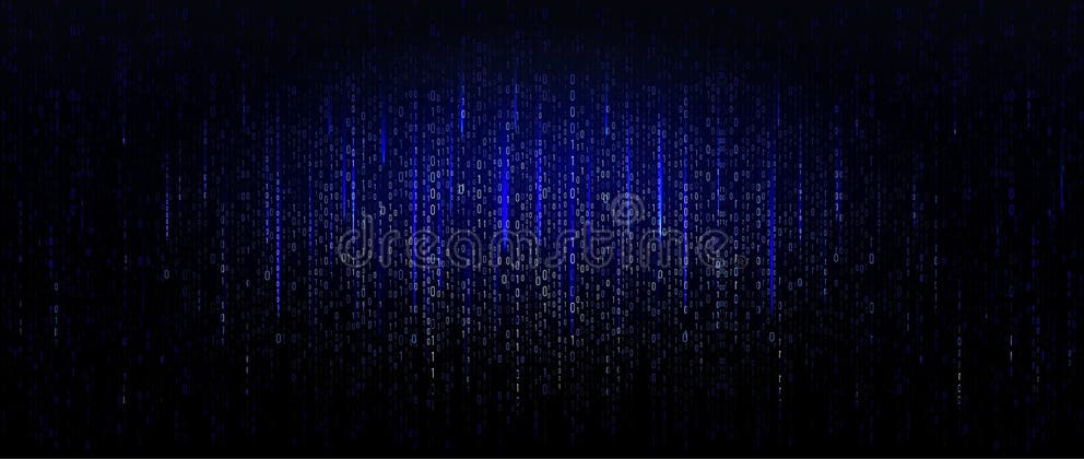 Binary Code Background Falling Digital Data Streams Blue Matrix Patter ...