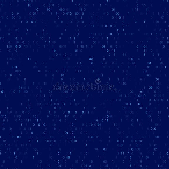 Binary Code Background Futuristic Digital Matrix Pattern Blue Technology. Binary Digital ...