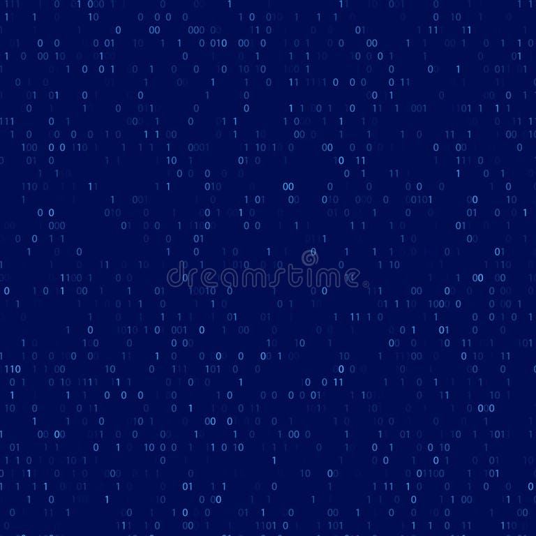 Binary Code Background Futuristic Digital Matrix Pattern Blue ...