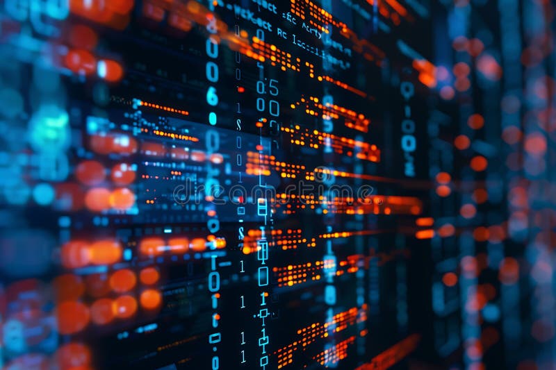 Binary Code Background with Glowing Digital Numbers for Computer Programming Stock Photo - Image ...