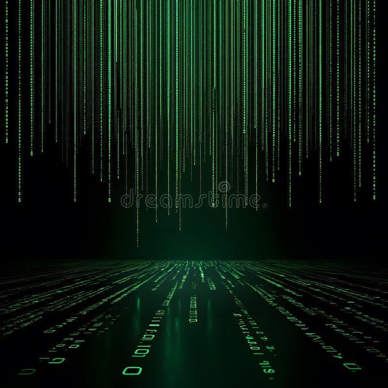 Binary Code Background, Green Color, Matrix, with Lines Creating a Futuristic Atmosphere ...