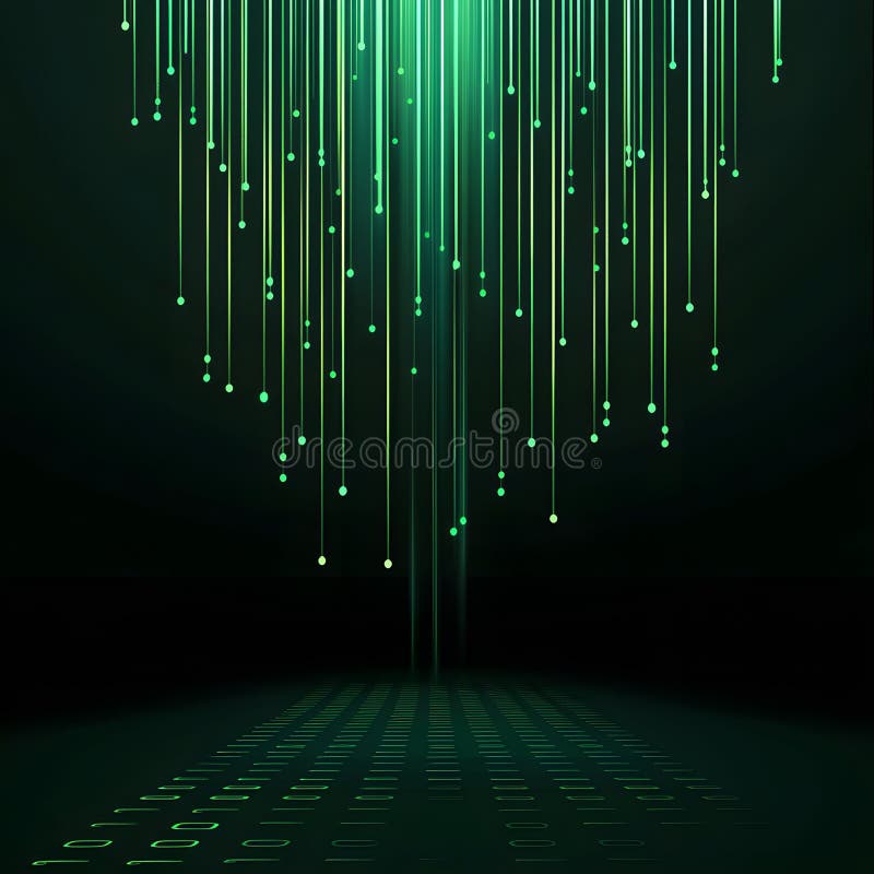 Binary Code Background, Green Color, Matrix, with Lines Creating a Futuristic Atmosphere ...