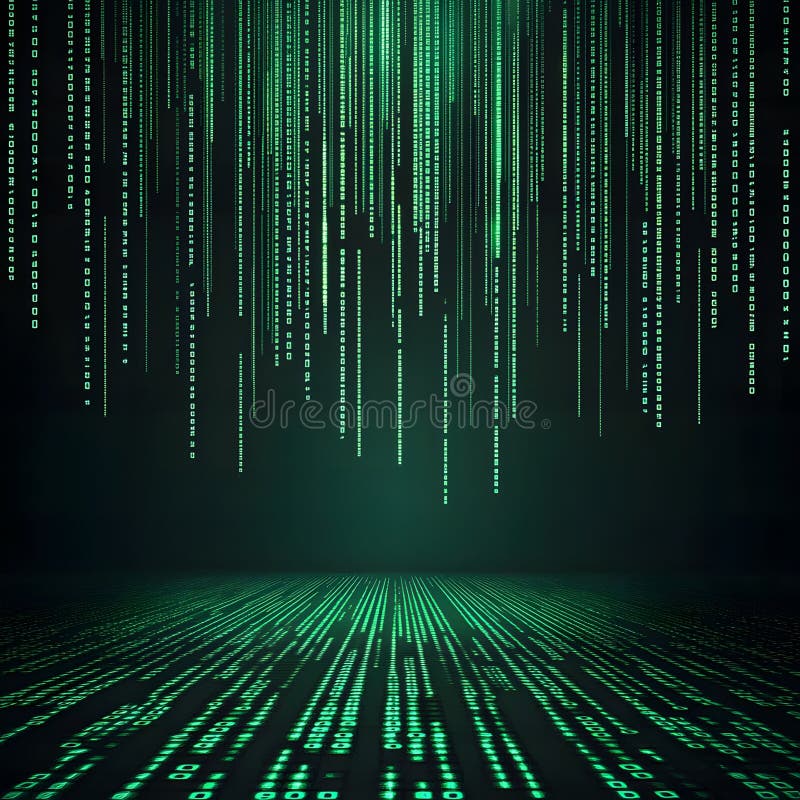 Binary Code Background, Green Color, Matrix, with Lines Creating a ...