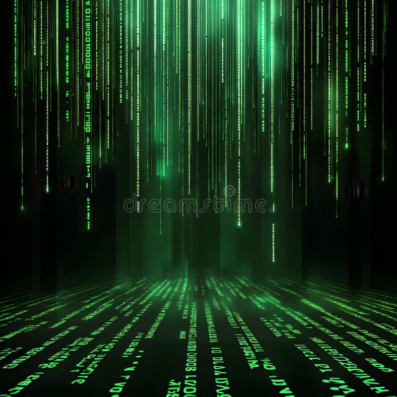 Binary Code Background, Green Color, Matrix, with Lines Creating a Futuristic Atmosphere ...