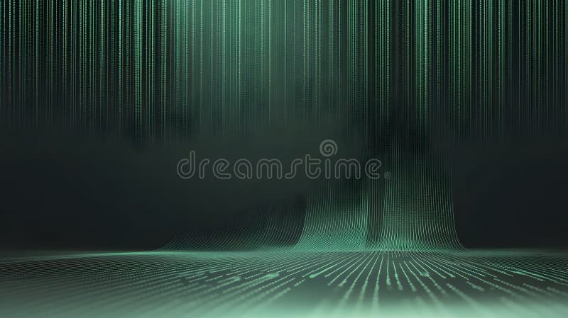 Binary Code Background, Green Color, Matrix, with Lines Creating a Futuristic Atmosphere ...