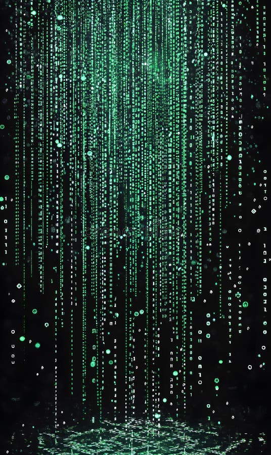 Binary Code Background, Green Color, Matrix, with Lines Creating a Futuristic Atmosphere ...