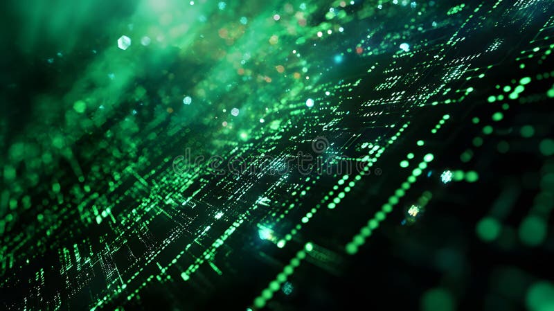 Binary Code Background, Green Color, Matrix, with Lines Creating a Futuristic Atmosphere ...