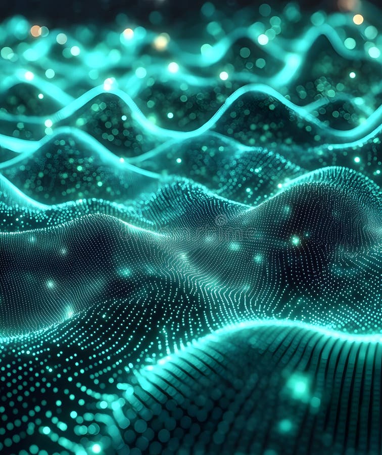 Binary Code Background, Green Color, Matrix, with Lines Wavy Creating a Futuristic Atmosphere ...