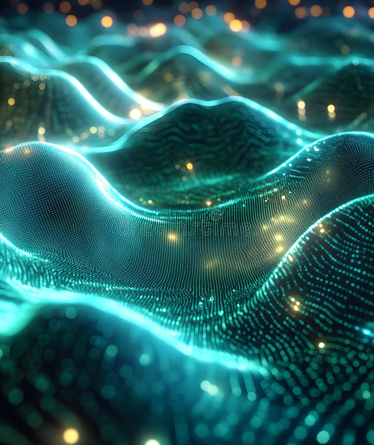 Binary Code Background, Green Color, Matrix, with Lines Wavy Creating a Futuristic Atmosphere ...