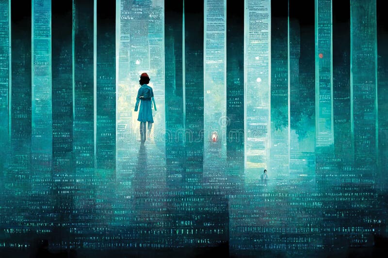 Binary Code Background, Matrix Texture with People Silhouette, Fantasy ... Binary Code Background, Matrix Texture with People Silhouette, Fantasy ...