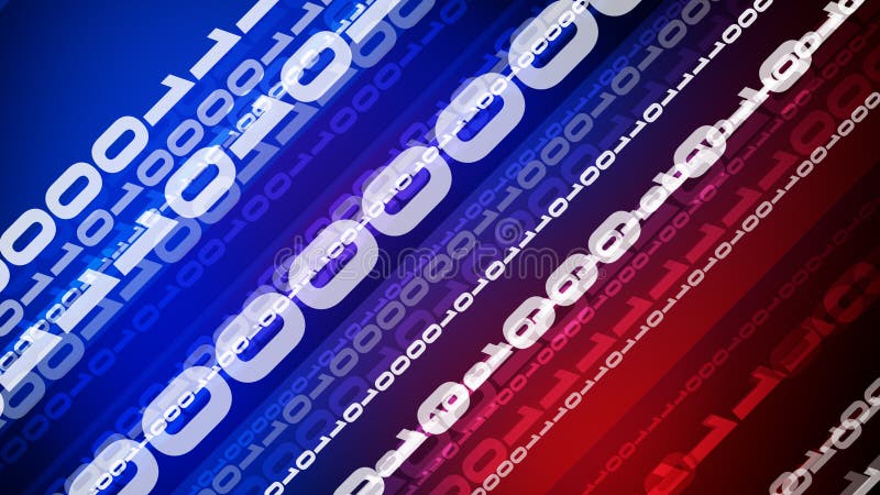 Computer Code Backdrop With Abstract Binary Red And Blue Background For