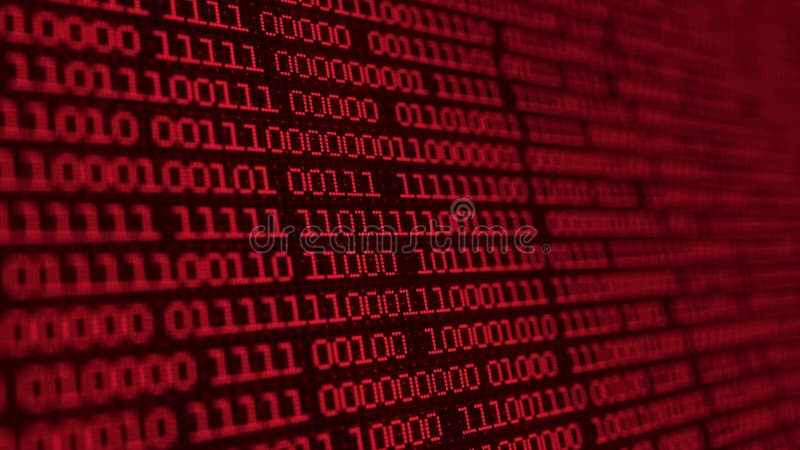 Binary Code Background With Red Digits Moving On Screen Algorithm Binary Data Code Decryption