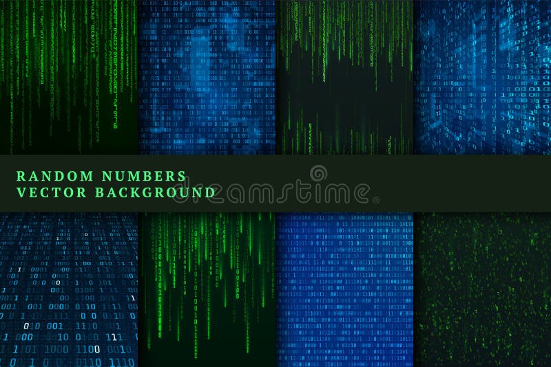 Binary Code Background Set. Random Numbers Stream. Digital Data Coding ...