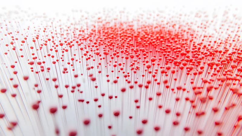 Binary Code Background White And Red Color Matrix With Lines Creating A Technological