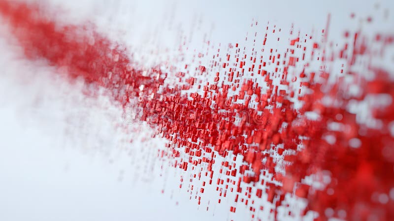 Binary Code Background White And Red Color Matrix With Lines Creating A Technological