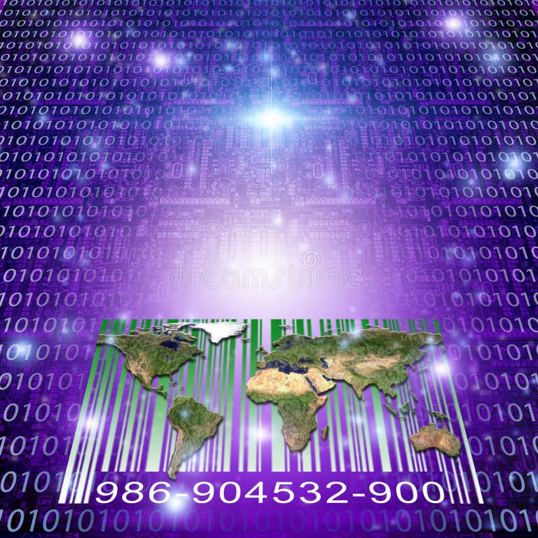 Binary code and bar code stock illustration. Illustration of shape ...