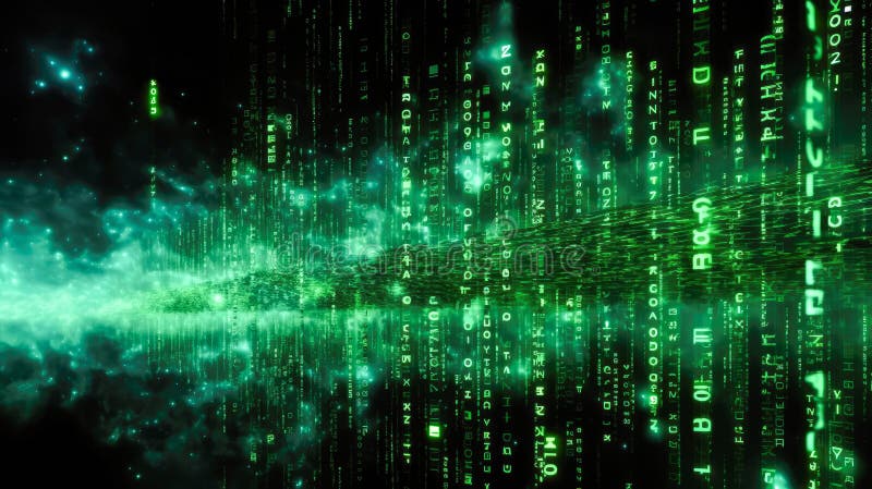 Binary Code on Black Background, Computer Generated Abstract Background ...