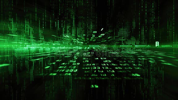 Binary Code on Black Background, Computer Generated Abstract Background Stock Illustration ...