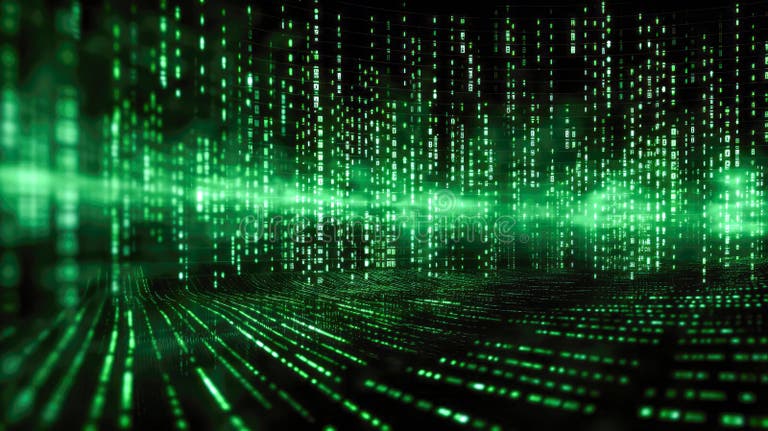 Binary Code on Black Background, Computer Generated Abstract Background Stock Illustration ...